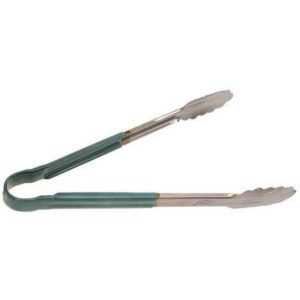 CRESTWARE 12 INCH STAINLESS STEEL GREEN TONGS | Rush's Kitchen